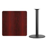 42" Square Walnut Laminate Table Top With Table Height Round Base ...