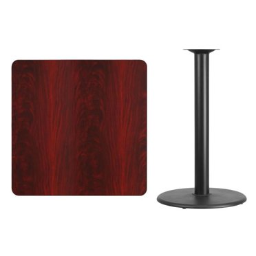 42" Square Walnut Laminate Table Top With Table Height Round Base ...