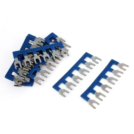 10 Pcs TB2506 Blue 6 Positions Pre Insulated Fork Terminal Strip Block ...