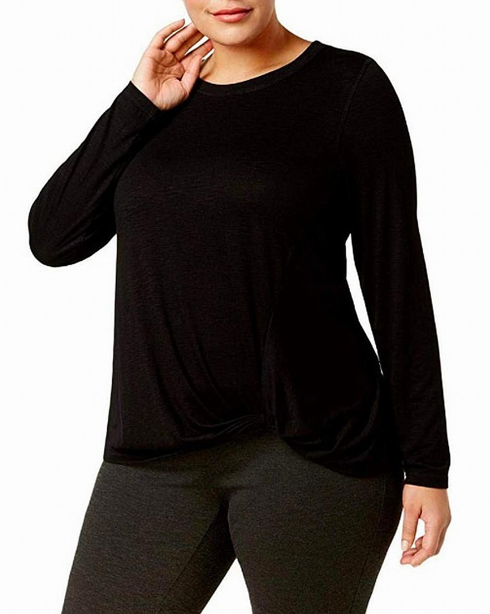 Ideology Womens Plus Size Soft Knotted Long Sleeves Athletic Top ...
