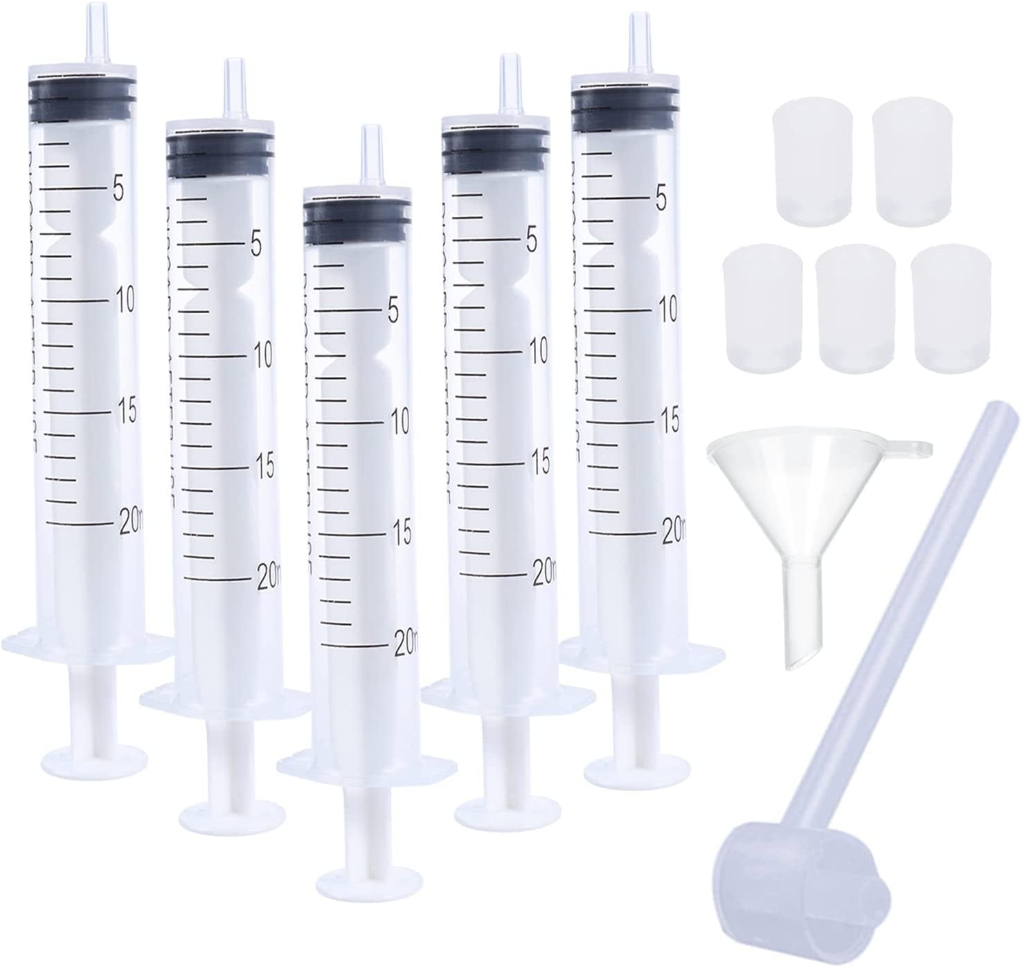 5 Packs 20ml Reusable Plastic Syringe with Extraction Adapters Funnel ...
