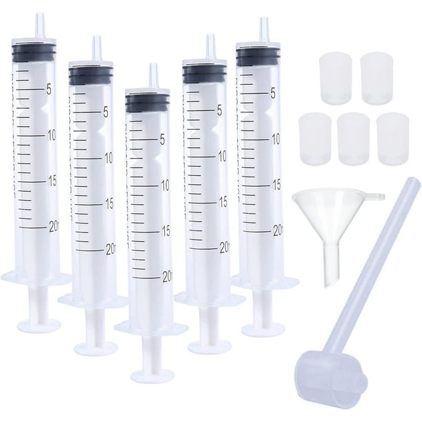 5 Packs 20ml Reusable Plastic Syringe with Extraction Adapters Funnel ...