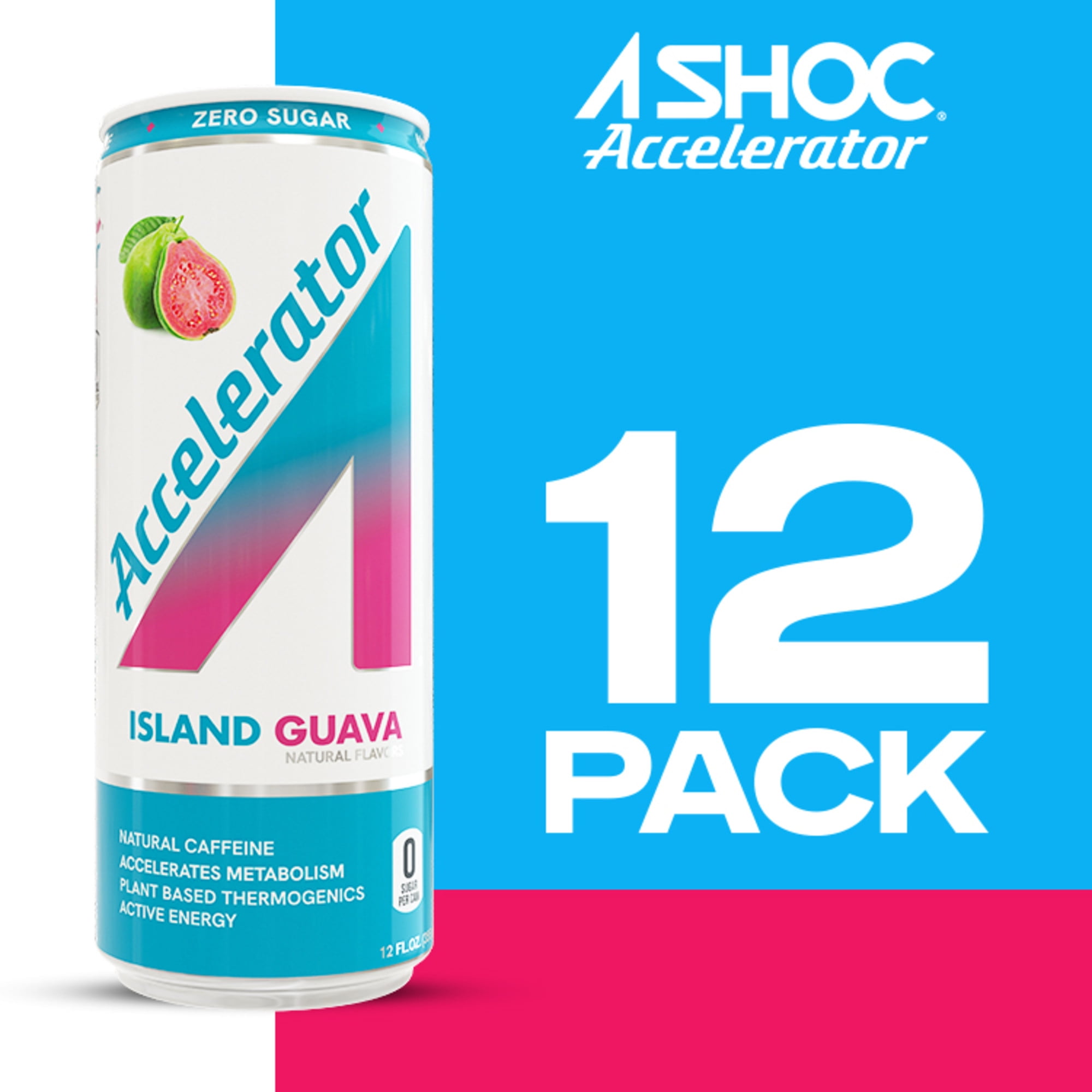 Buy A SHOC Accelerator Island Guava Energy Drink, 12 fl oz can (Pack of ...