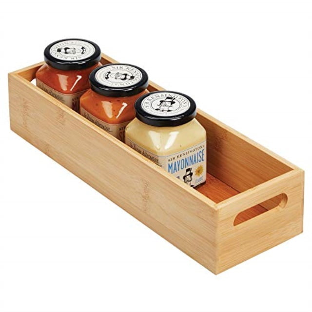 Mdesign Slim Bamboo Kitchen Cabinet And Fridge Drawer Organizer Tray