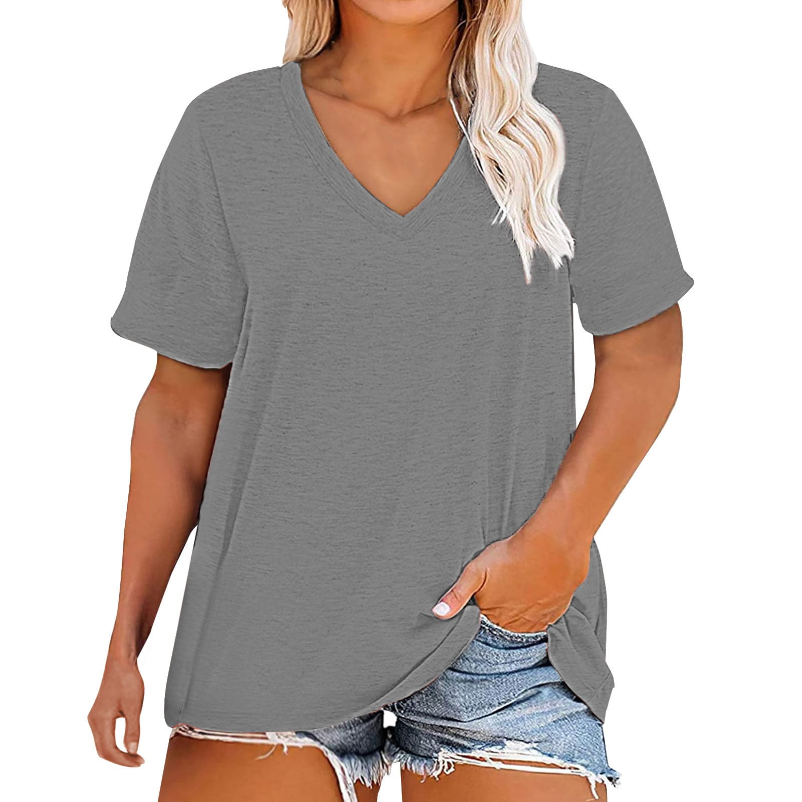 Click here for Yubnlvae Plus Size V-Neck Short Sleeve T-Shirt  Ca... prices