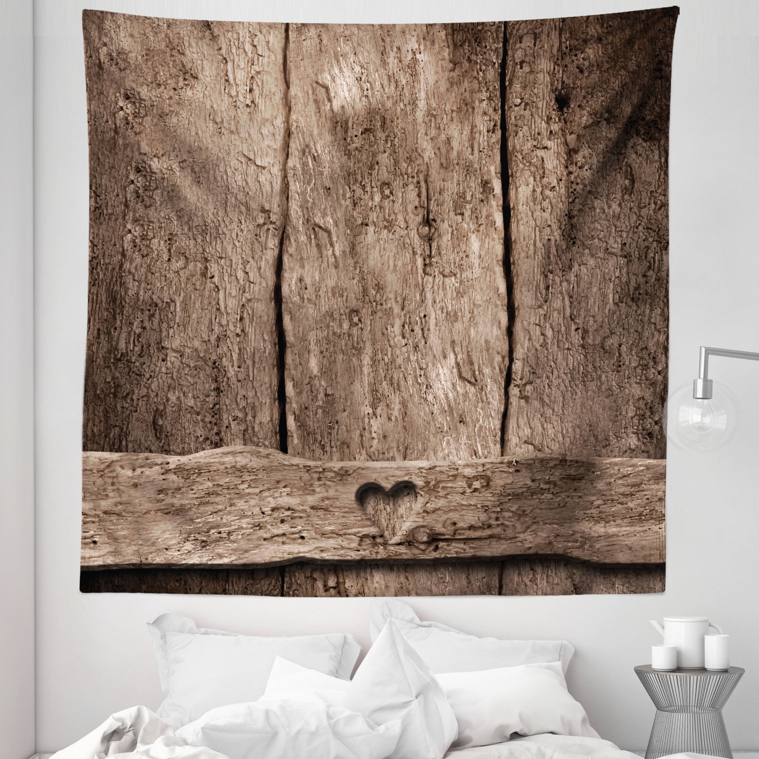 Prehistoric Country Tapestry, Love Themed Romantic Heart Shape on ...