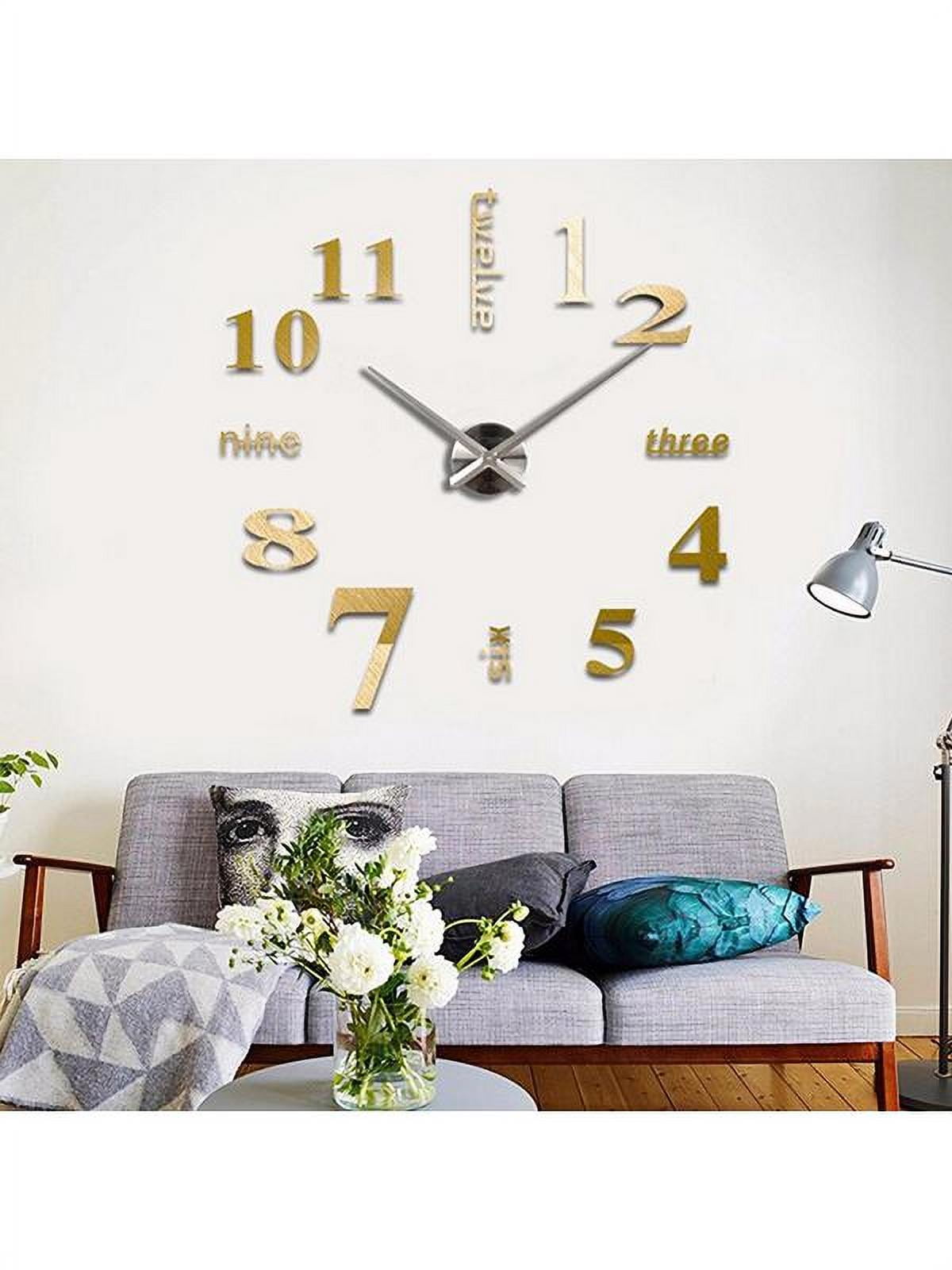 Frameless Acrylic Mirror Surface 3D DIY Wall Clock Home Office School ...