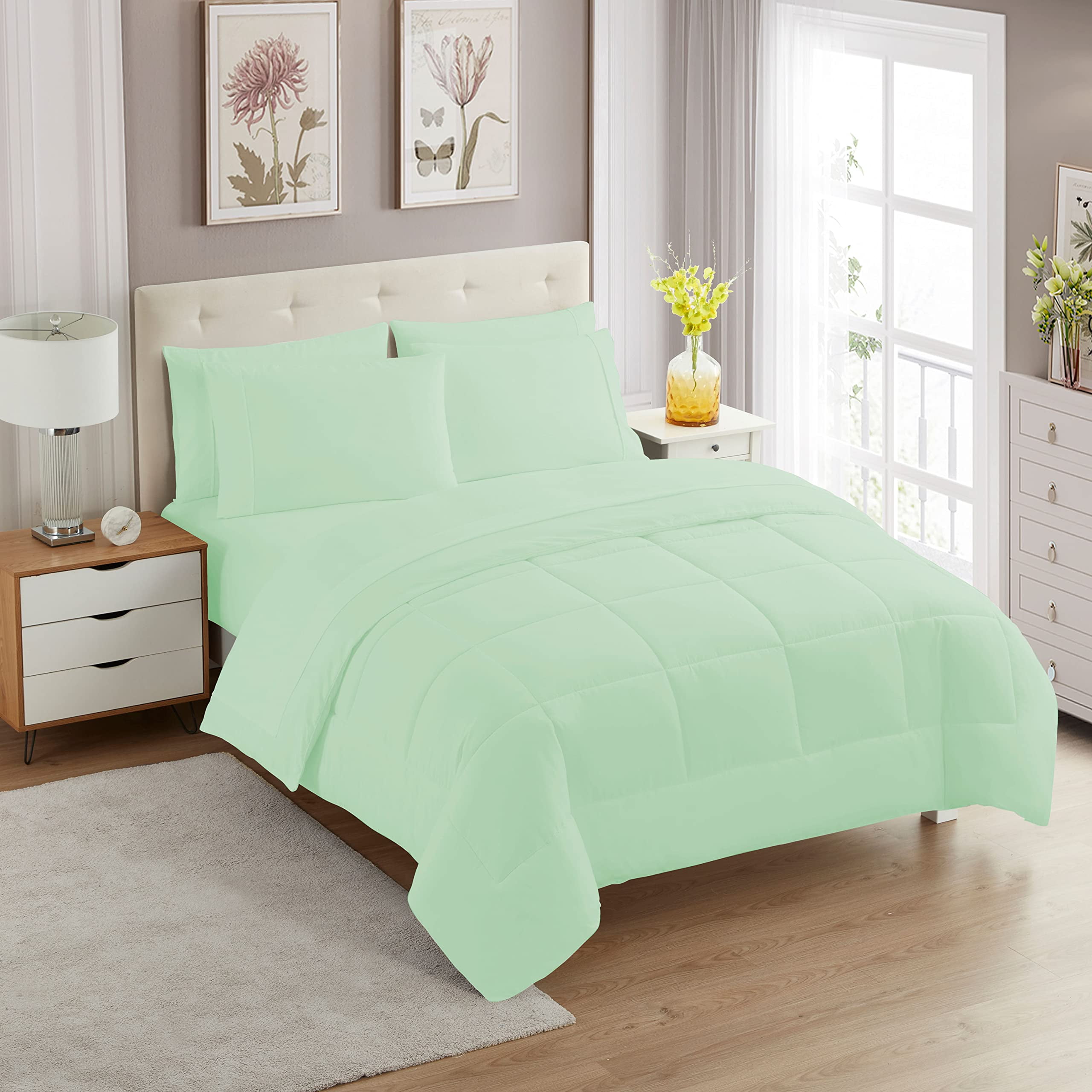 Set de edredón Sweet Home Collection Mint Twin XL, 7 piezas | Walmart ...