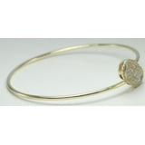 14k Yellow Gold Round Flexible wire bangle with diamond set pear-shape ...