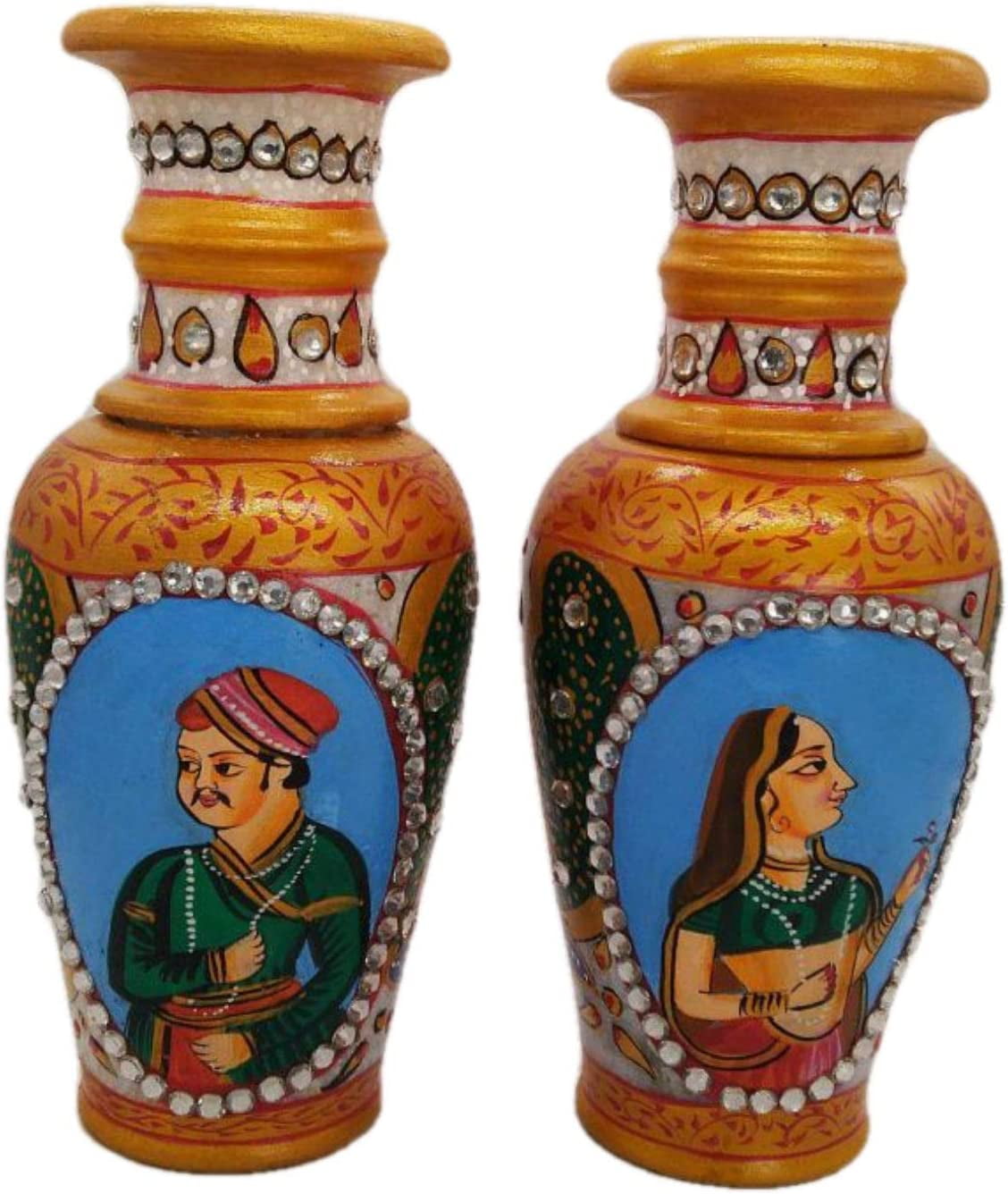 India Meets India Handicraft Flower Vase Set of 2 with Antique Mughal ...