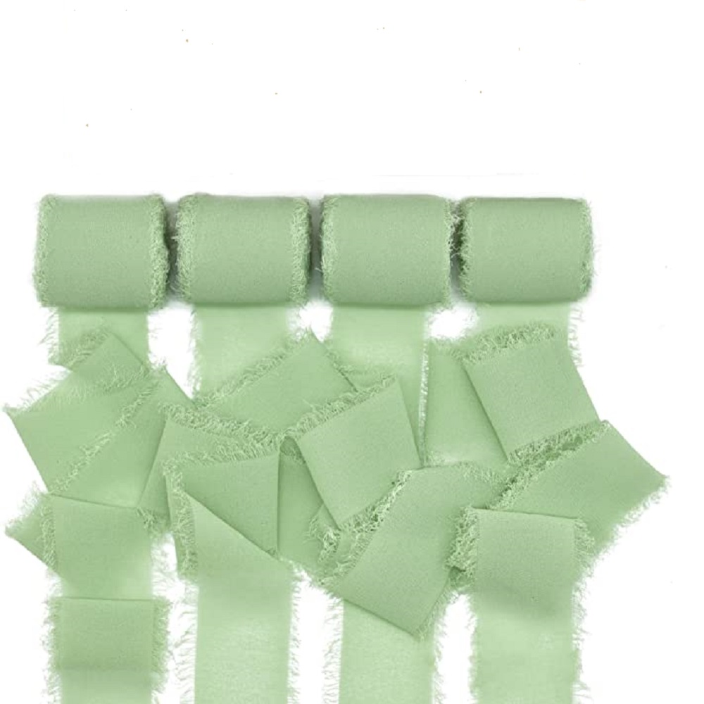 4 Rolls Handmade Fringe Chiffon Ribbon Chiffon Ribbons 1.5 Inch Silk ...