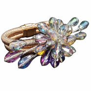 Falari Vintage Flower Bracelet Bangle Crystal Beads Hand-Painted Gold ...