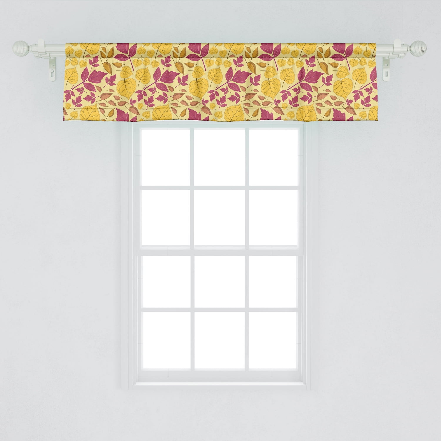 Autumn Window Valance Pack of 2, Seasonal Leaves and Trees Warm Fall ...
