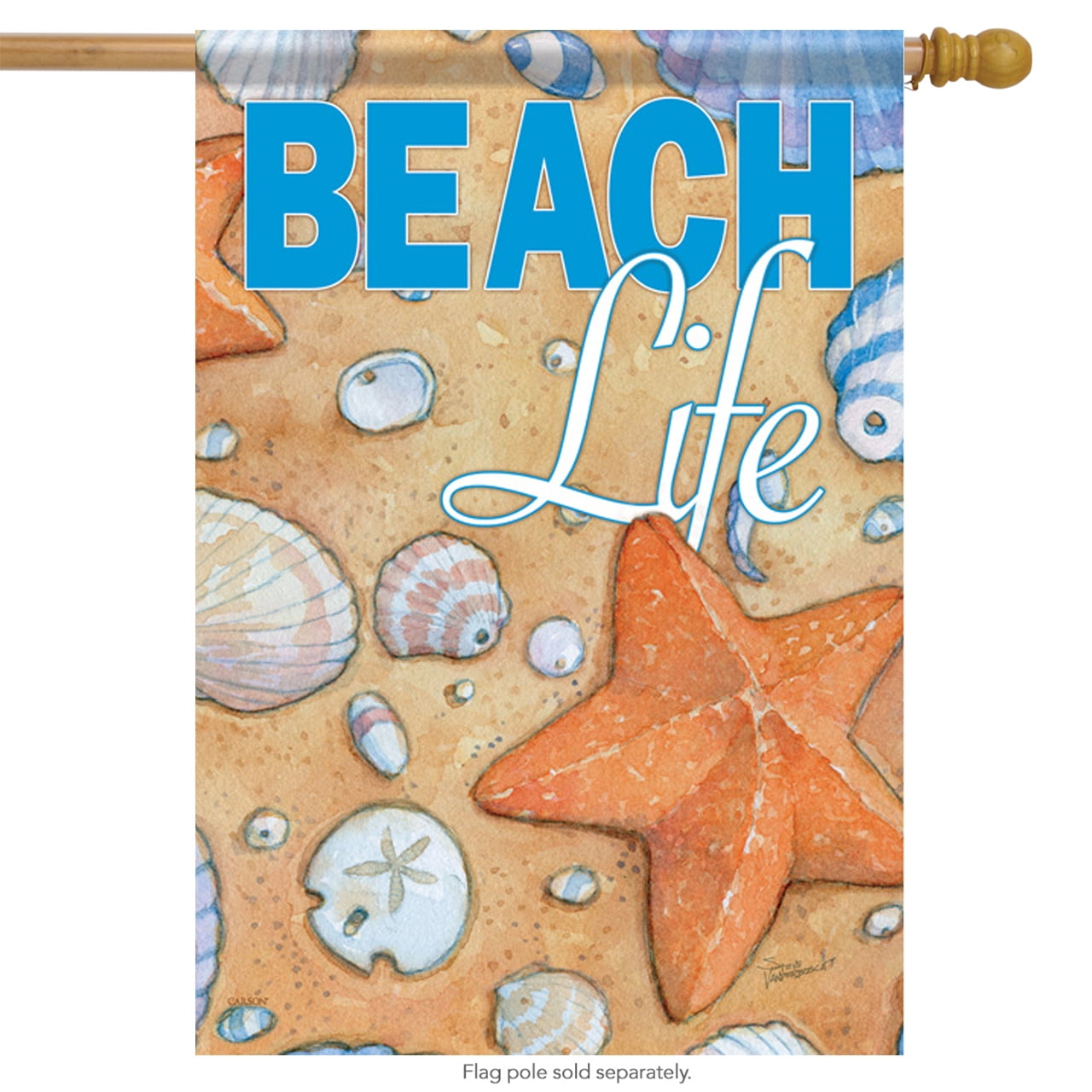 Beach Life Summer House Flag Seashells Shore Star Fish Nautical Sand 28 ...