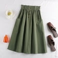 COMVALUE Women's Button Elastic Waist Midi Casual A-Line Skirt (Green ...