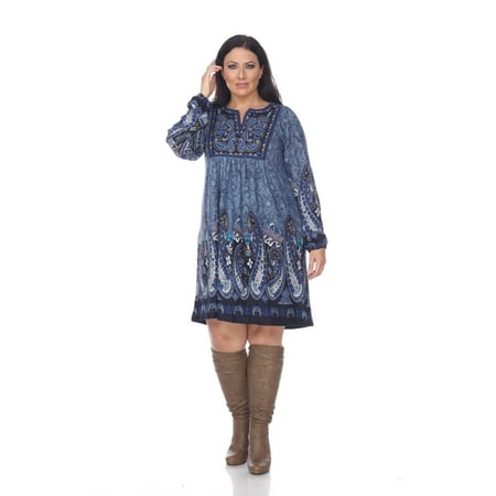 White Mark PS861-02 1XL Plus Size Apolline Embroidered Sweater Dress 02 ...