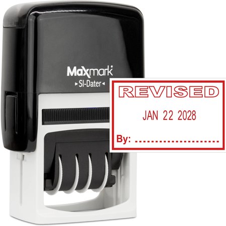 MaxMark Office Date Stamp with Revised Self Inking Date Stamp - RED Ink ...