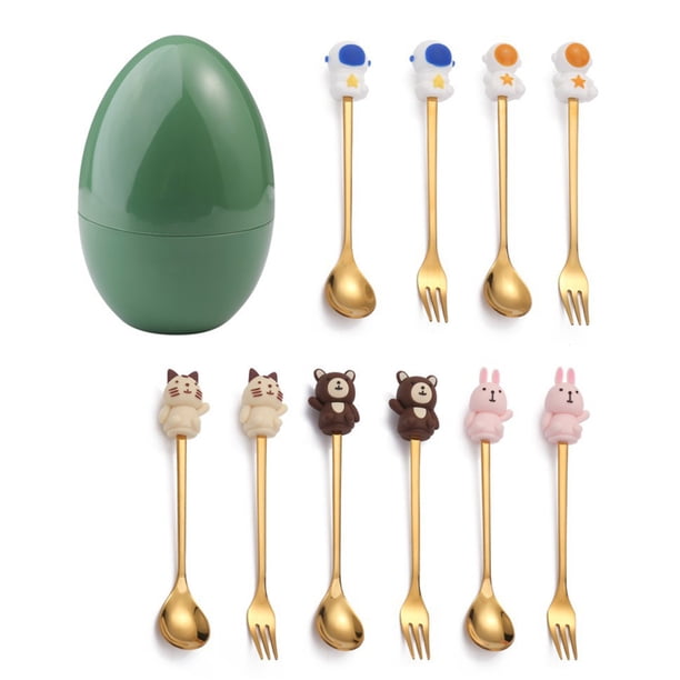 Goodhd Mood Egg Dessert Spoon Fruit Fork Small Colored Egg Light Luxury ...