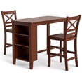 Costway 3PCS Counter Height Pub Dining Table Set w/ Storage Shelves&2 ...