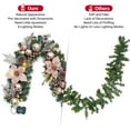 6 FT Christmas Garland with 20 LED Lights, Rose Gold Ornaments ...
