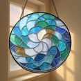 Blue and White Spiral Stained Glass Suncatcher Circular Window Decor ...