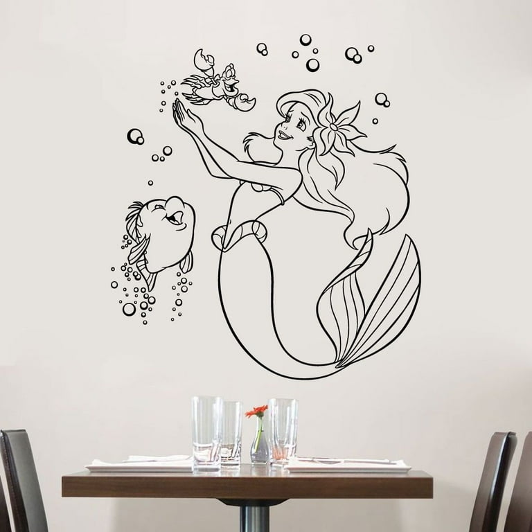 Little Mermaid Sebastian Silhouette 89138 Ariel Sitting On A Rock