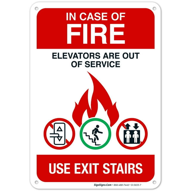 In Case Of Fire Elevators Are Out Of Service Use Exit Stairs Sign Fire