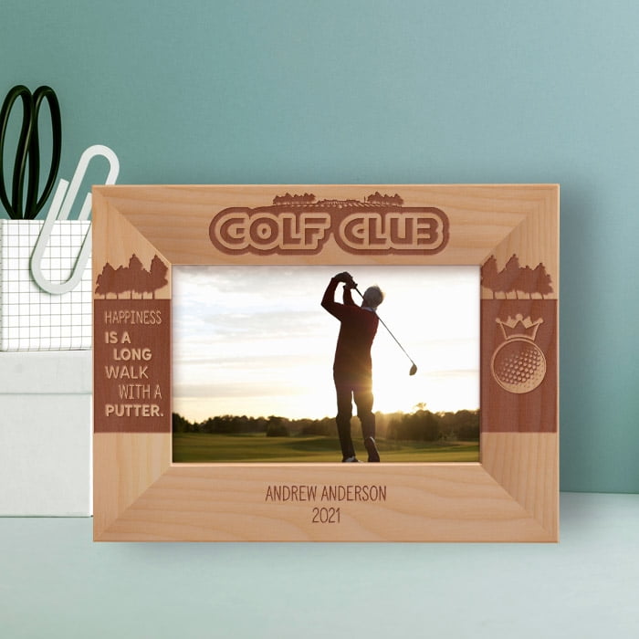 Golf Club Happiness Is A Long Walk With A Putter Personalized Wooden ...