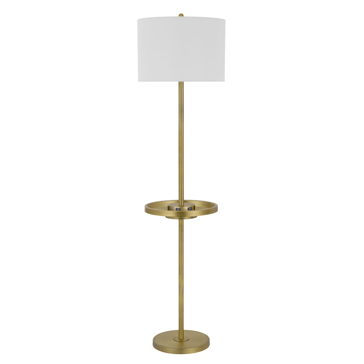 62 Inch Brass Floor Lamp, Tray, Dimmer, 2 USB Ports, Matte Gold ...