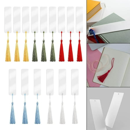 VONKY 15 Pieces Blank Acrylic Bookmarks Hanging Tags Ornaments Making ...
