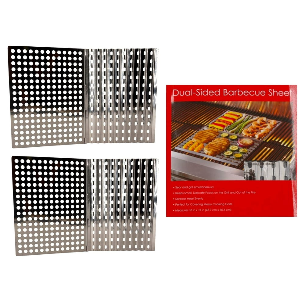 Barbecue Stainless Steel Dual-Sided Sheet (2 Pack - Each Sheet 18 in x ...