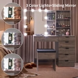 Ktaxon Vanity Set with Lighted Mirror, Charging Station, 6 Drawers ...