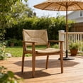 Dining Chair, Outdoor Acacia Wood Frame Handwoven Wicker Seat Chair for ...