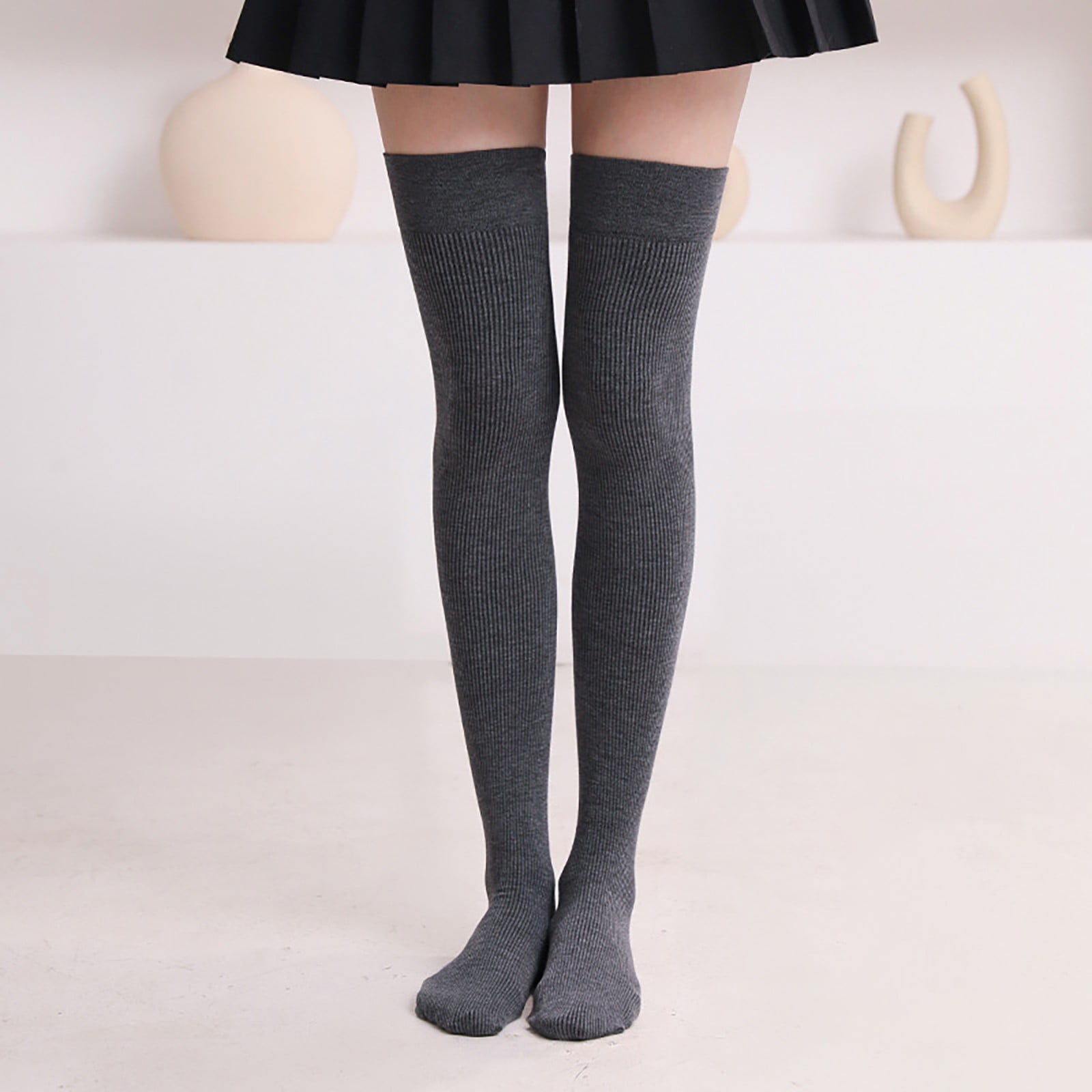 Click here for Dndif 1 Pair Extra Long Solid Color Thigh High Soc... prices