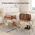 Set of 2 Folding Luggage Racks with Shoe Shelf for Guest Room, Portable ...