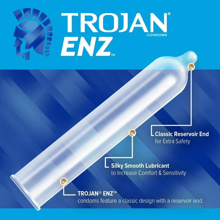 Trojan ENZ Armor Classic Reservoir End Spermicidal Lubricated Latex Condoms
