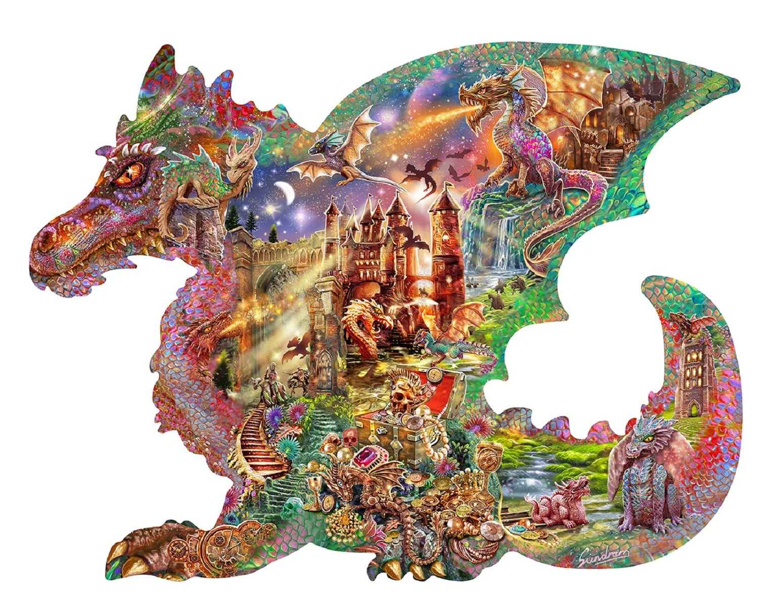 SUNSOUT INC - Dragon's Castle - 1000 pc Special Shape Jigsaw Puzzle by ...