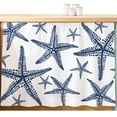 Coastal Navy Blue Starfish Cabinet Curtain, Nautical Minimalist Ocean ...