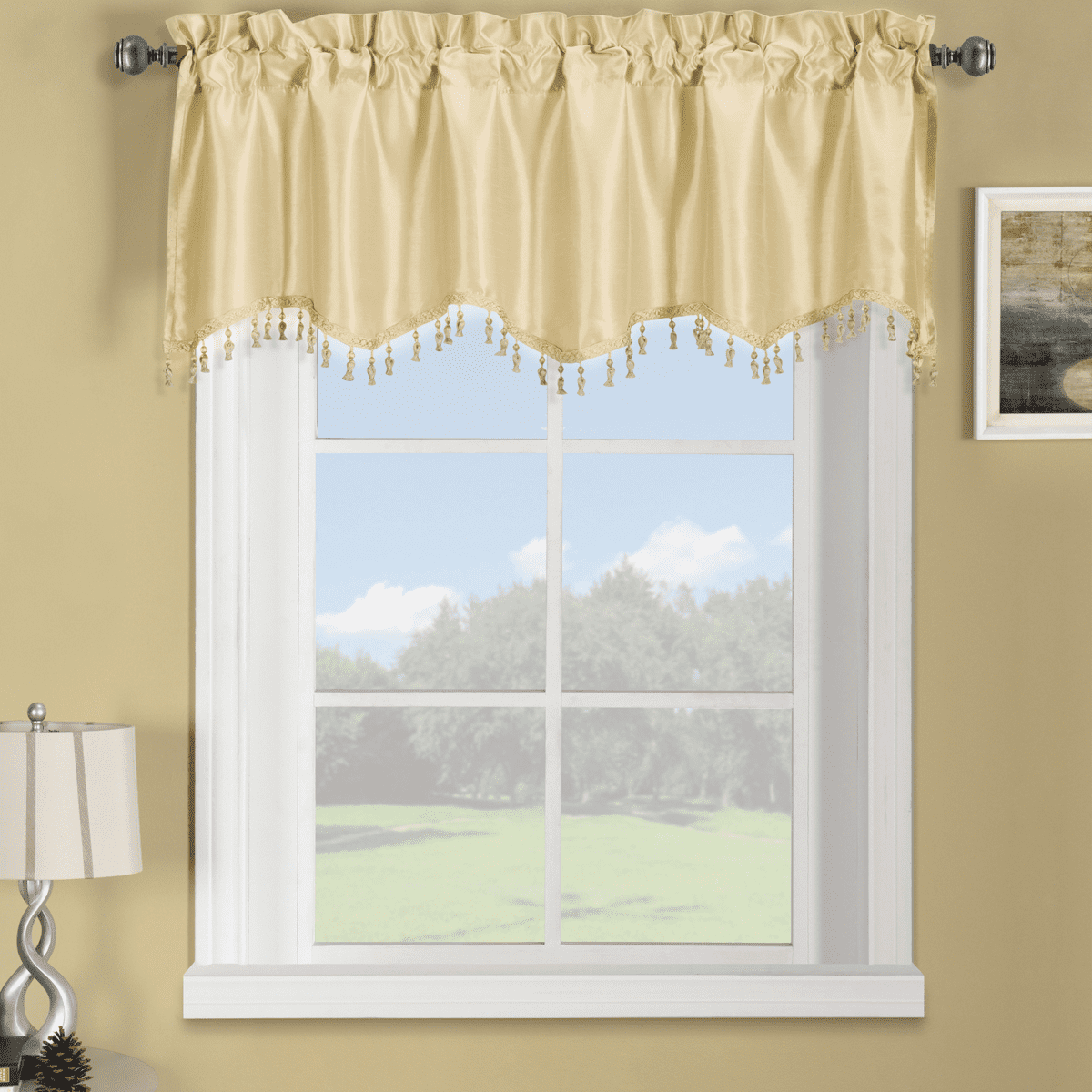 Soho Silk Straight Solid Window Curtain Valance Rod Pocket (Single ...