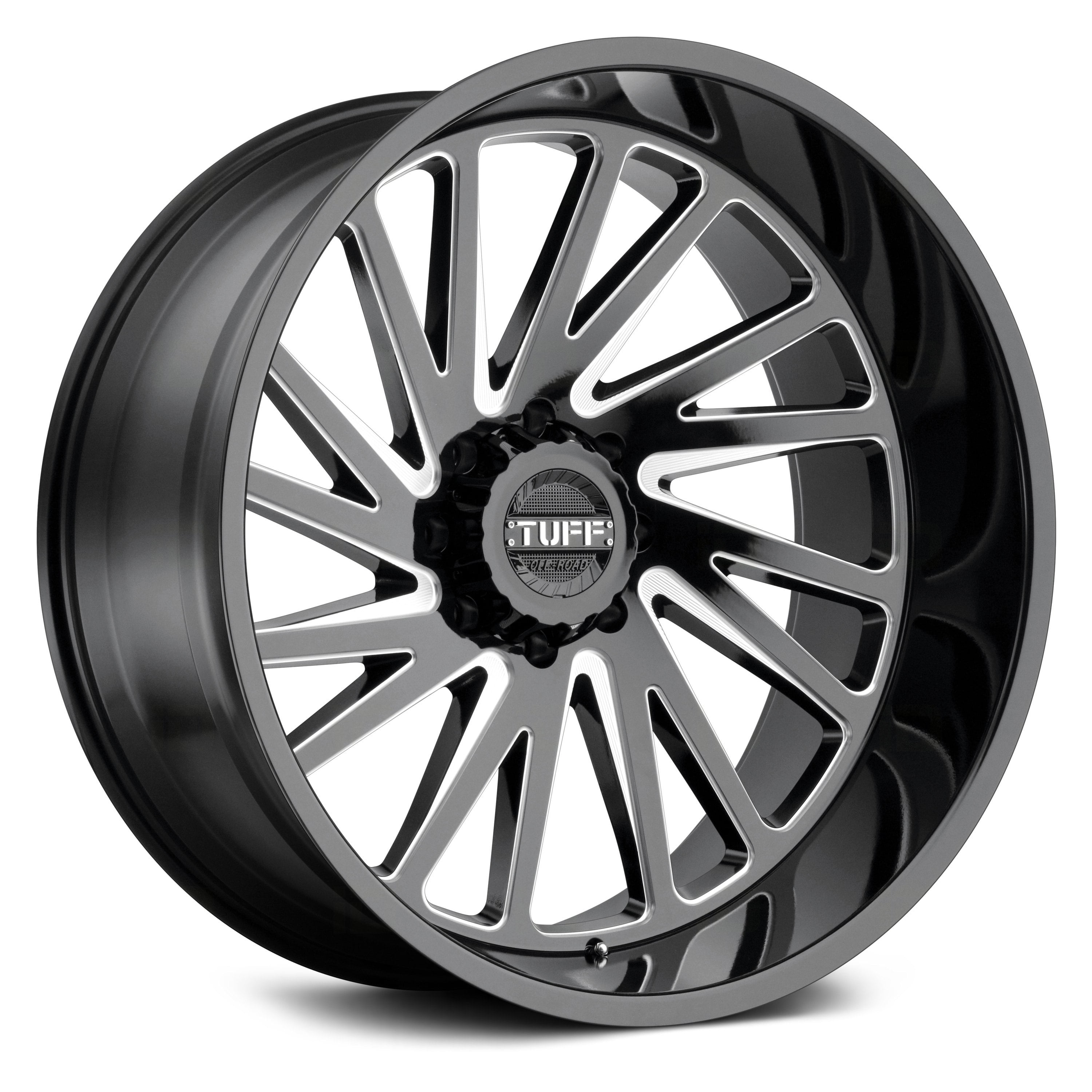 TUFF T2A 24X14 8X180 -72ET 125.1CB GLOSS BLACK W/ MILLED SPOKES WHEEL ...
