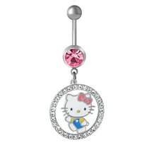 Hello Kitty Sanrio Womens 14G Belly Button Ring - Stainless Steel Belly ...