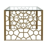 CosmoLiving Juliette Glass Top Coffee Table, Brass, Tempered Glass ...