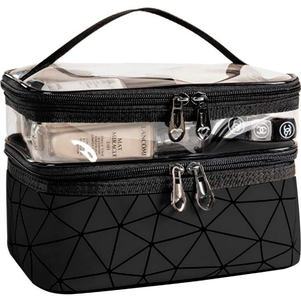 EIMELI Cosmetics Bag Double Layer Makeup Bag Beauty Makeup Brush Bags ...