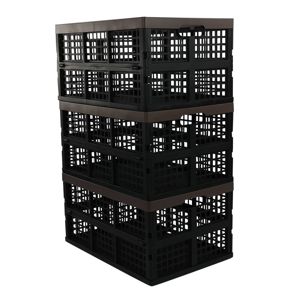 Morcte Large 42L Stackable Bins, Foldable Plastic Storage Containers ...