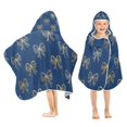 Blue Background Gold Bows Kids' Hooded Towel Wrap Bath Towels Bath Cape ...