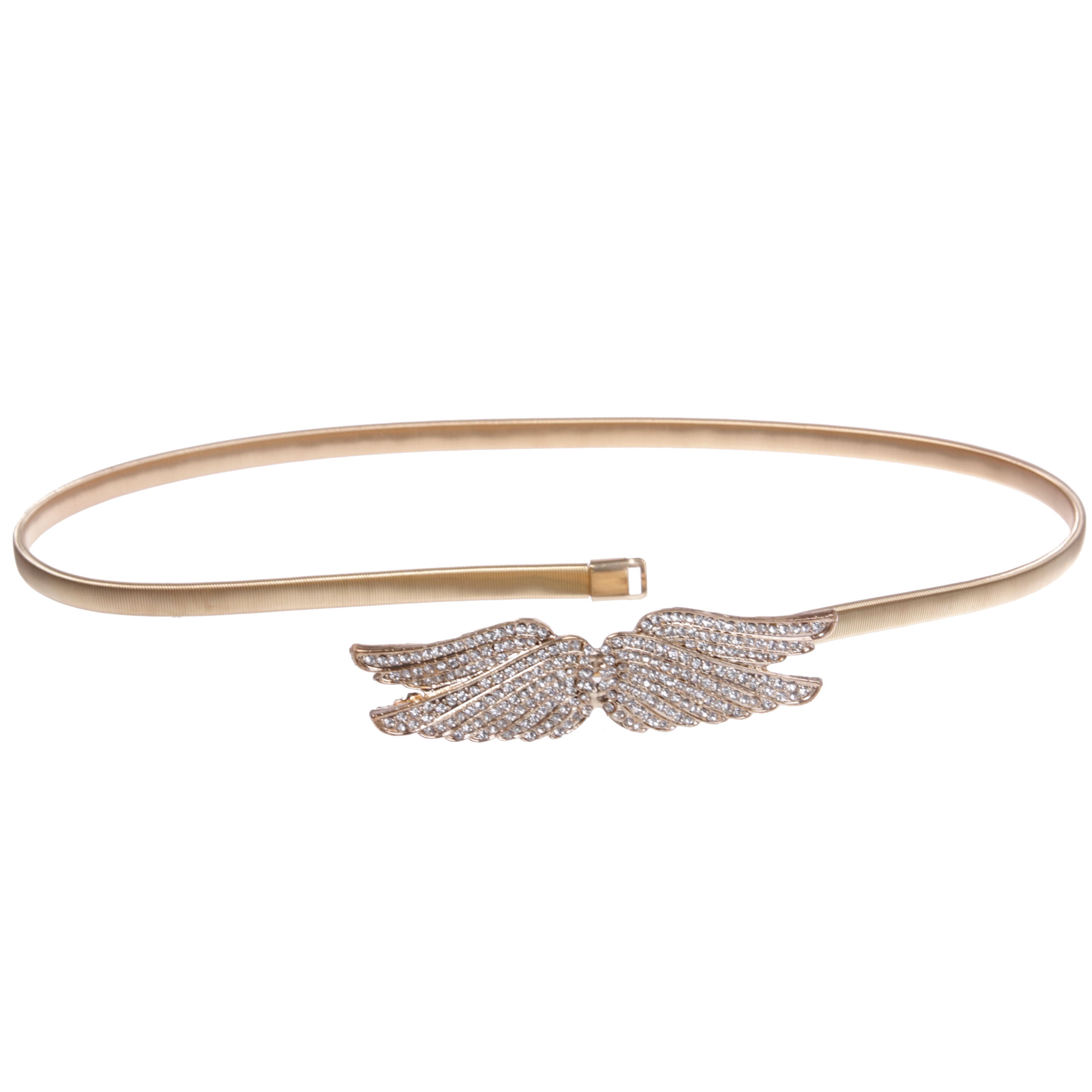 Women's Rhinestone Angel Wings Skinny Elastic Chain Punk Wedding Belt ...