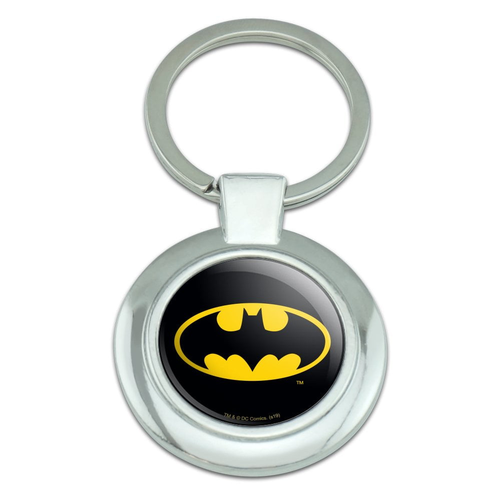 Batman Classic Bat Shield Logo Keychain Classy Round Chrome Plated ...