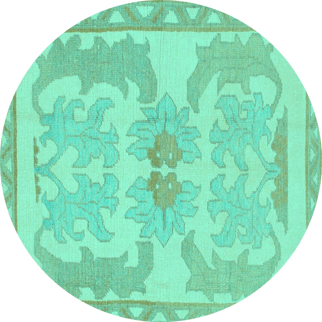 Ahgly Company Machine Washable Indoor Round Abstract Turquoise Blue ...