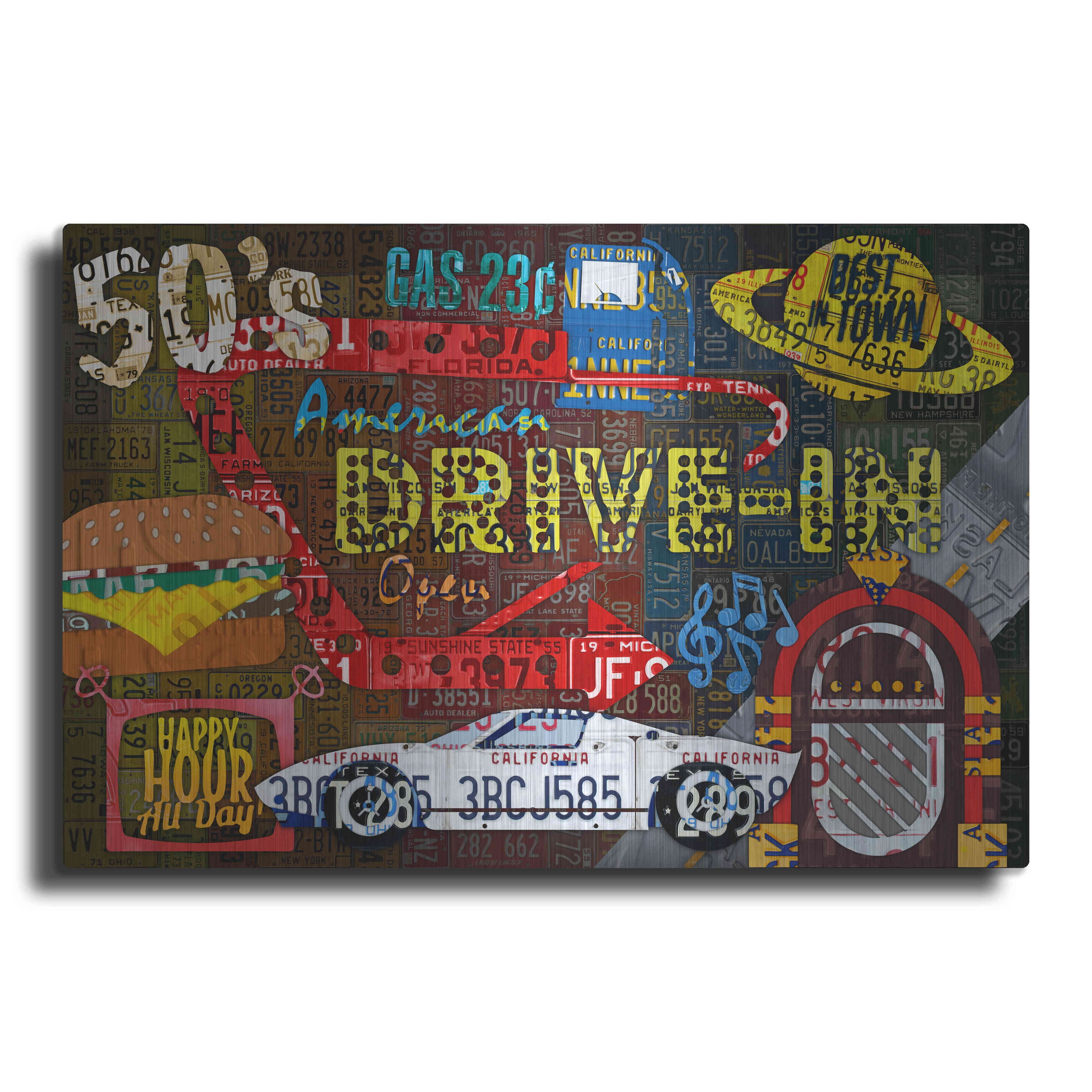 Luxe Metal Art 'American Driveins License Plate Art Collage' by Design ...