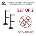 CCW Series RBB-100D - Set of 2 Stanchion Retractable Belt Barriers Dual ...